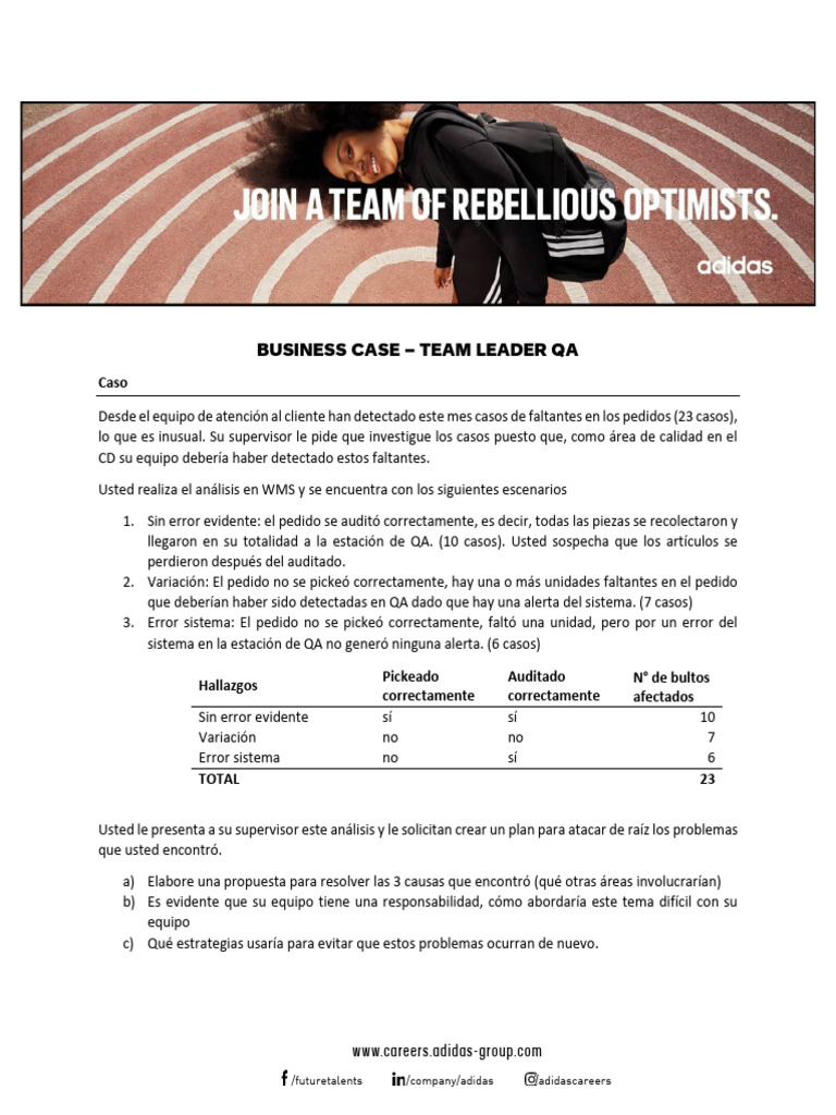 Business Case – Team Leader Qa | PDF