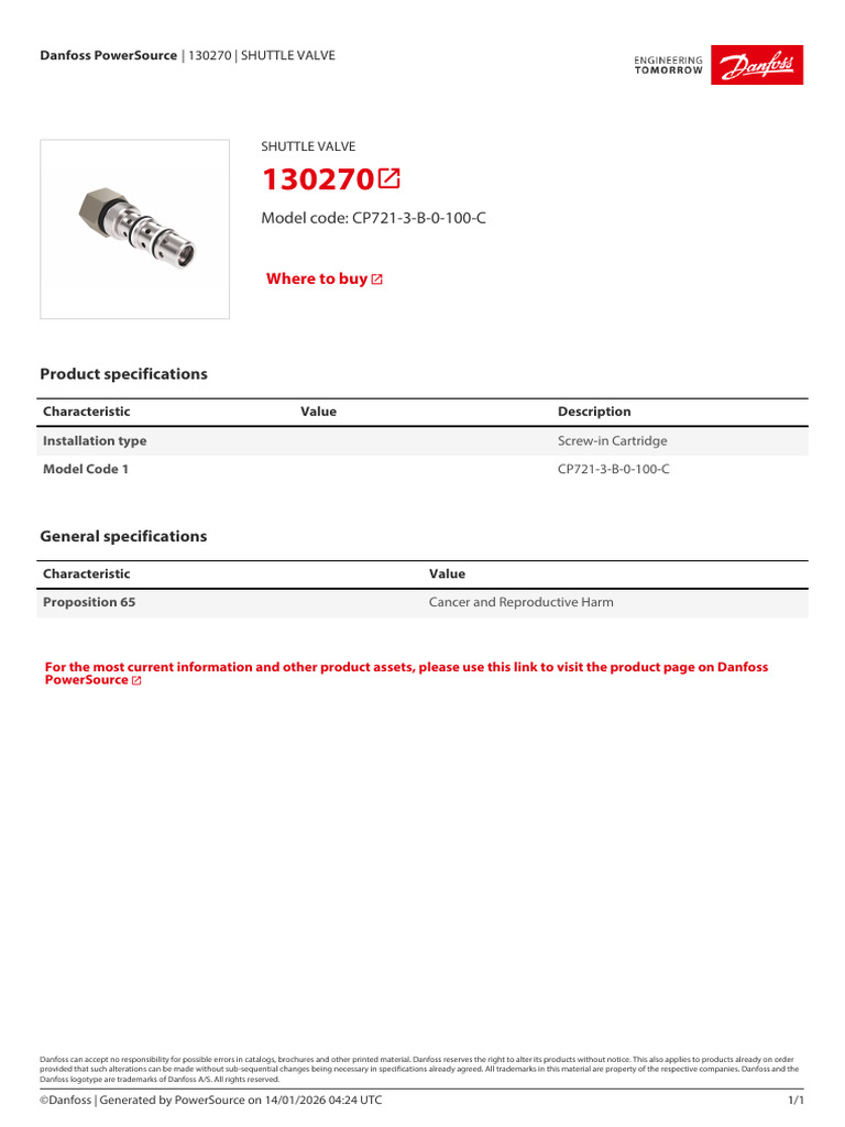 Danfoss Product Details 2026-01-14 | PDF