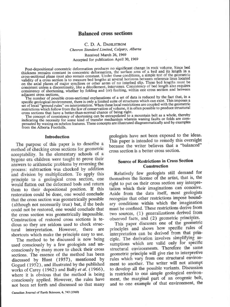Balanced Cross Sections: A. Dahlstrom | PDF | Fault (Geology) | Geology