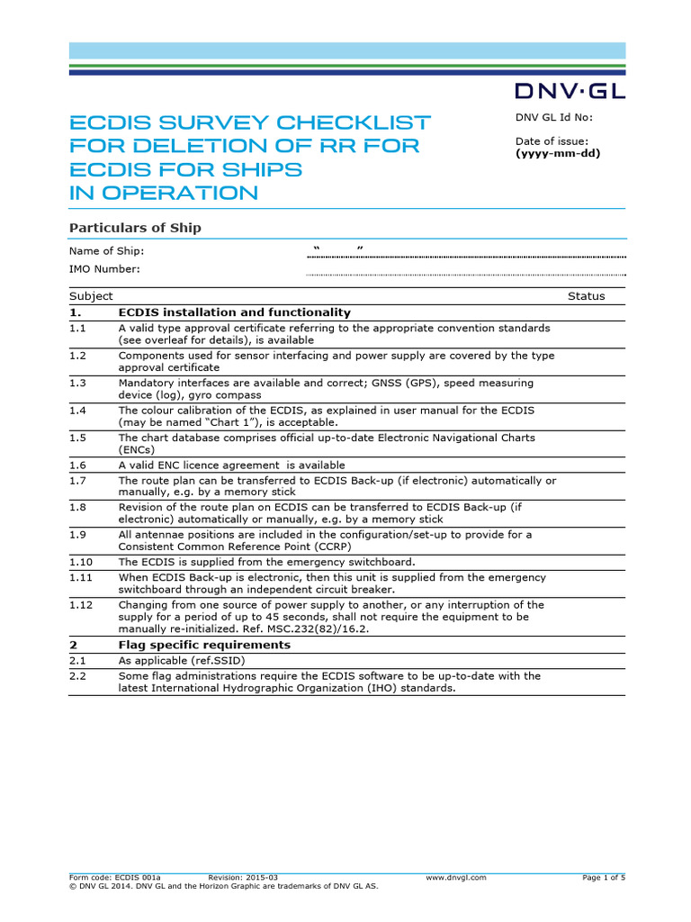 ECDIS Checklist | PDF | Navigation