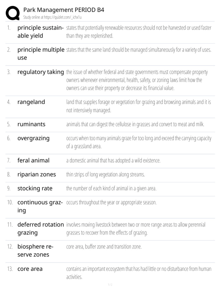 Park Management PERIOD B4 | PDF | Grazing | Systems Ecology