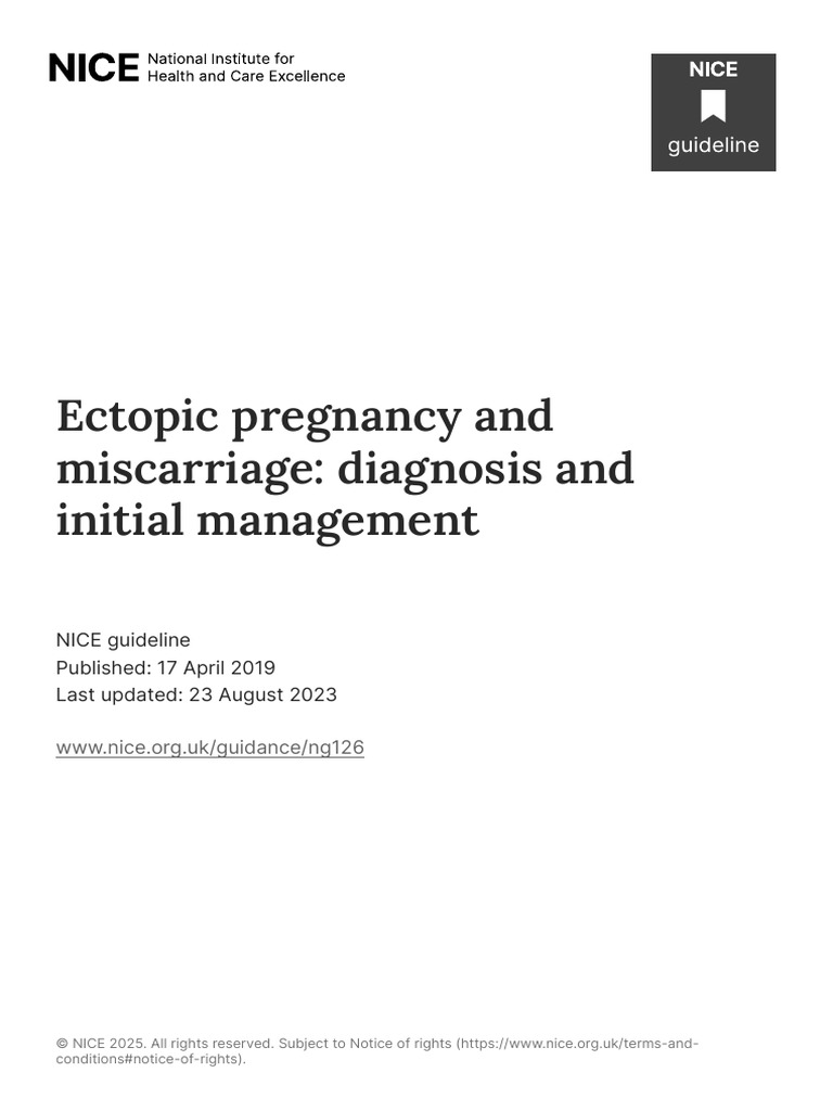Ectopic Pregnancy and Miscarriage Diagnosis and Initial Management PDF ...