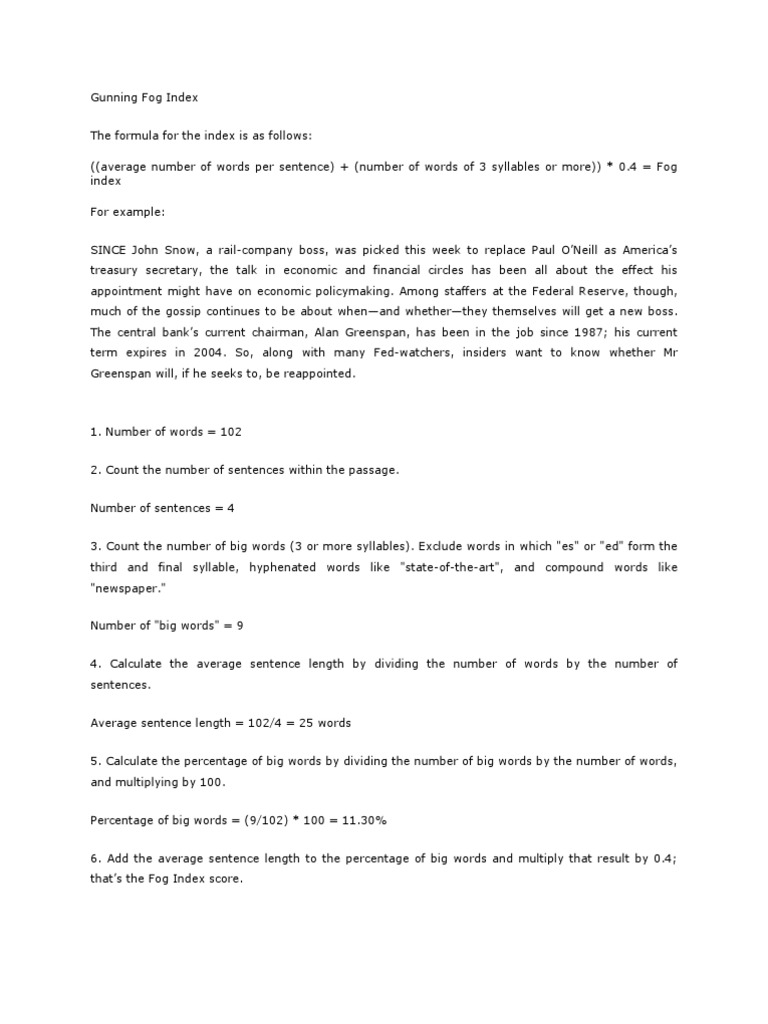 Gunning Fog Index | PDF