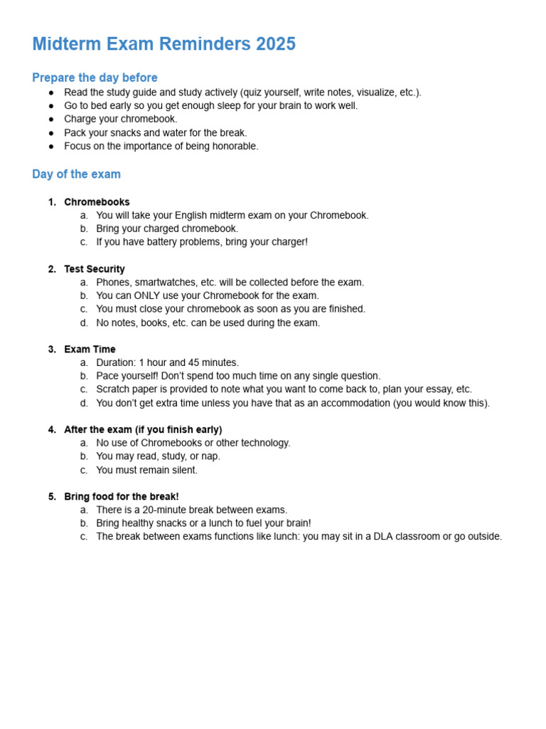 2025 Midterm Exam Preparation Guide | PDF