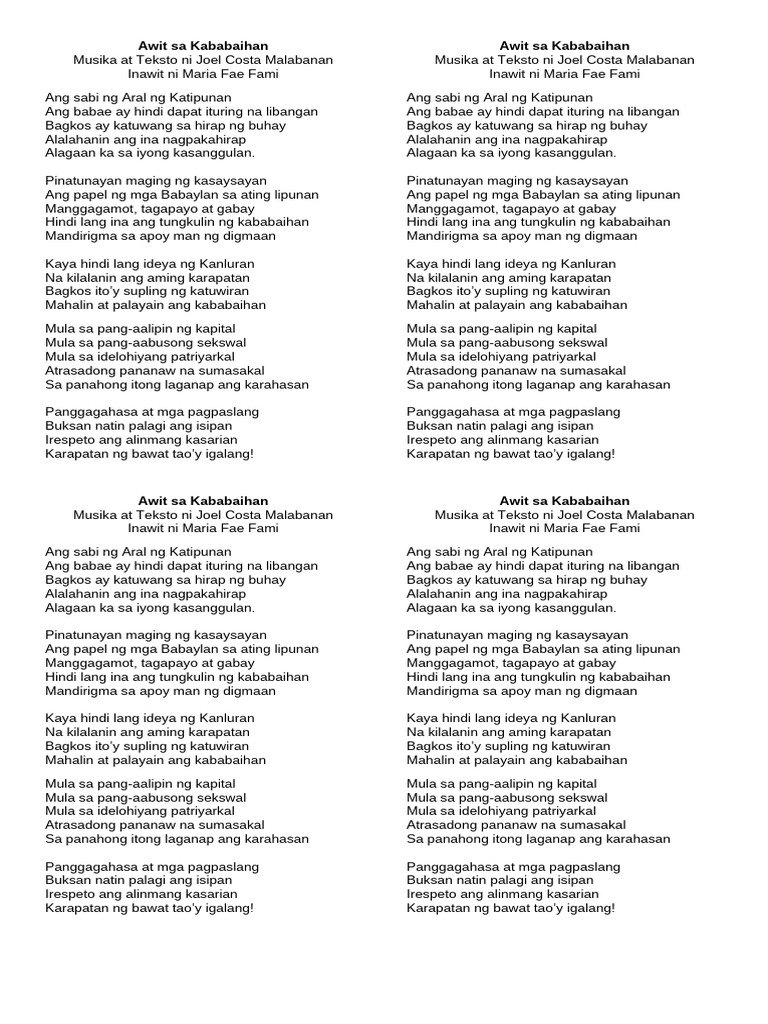 Awit Sa Kababaihan | PDF