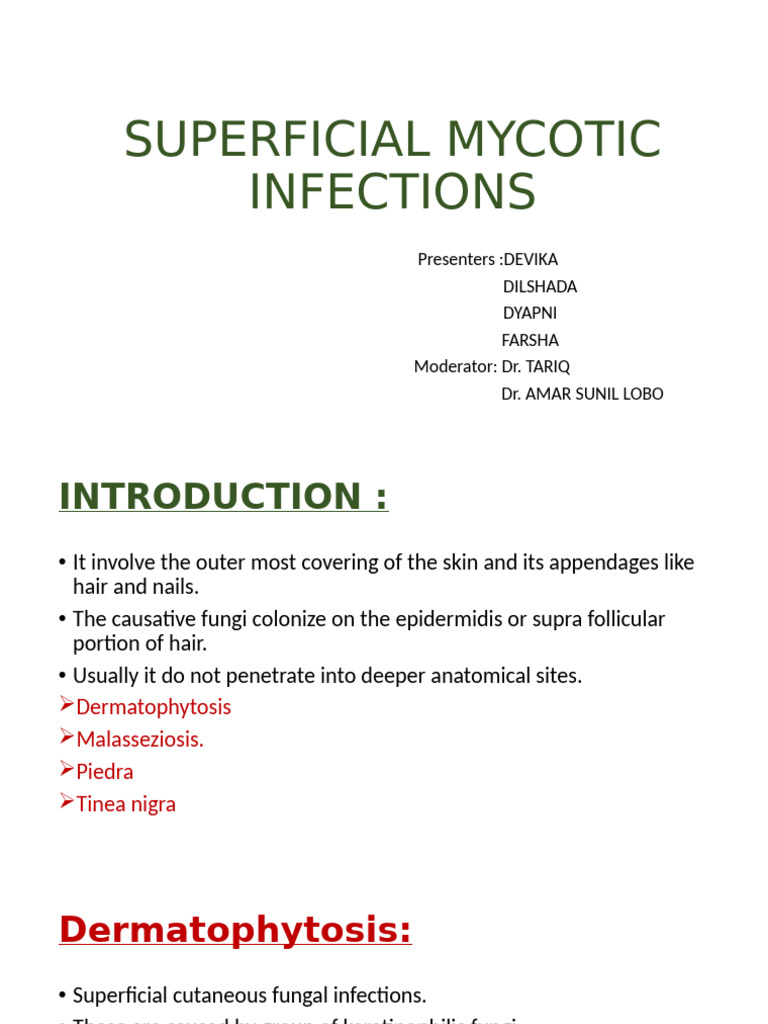 Superficial Mycotic Infections Overview | PDF | Mycology | Fungus