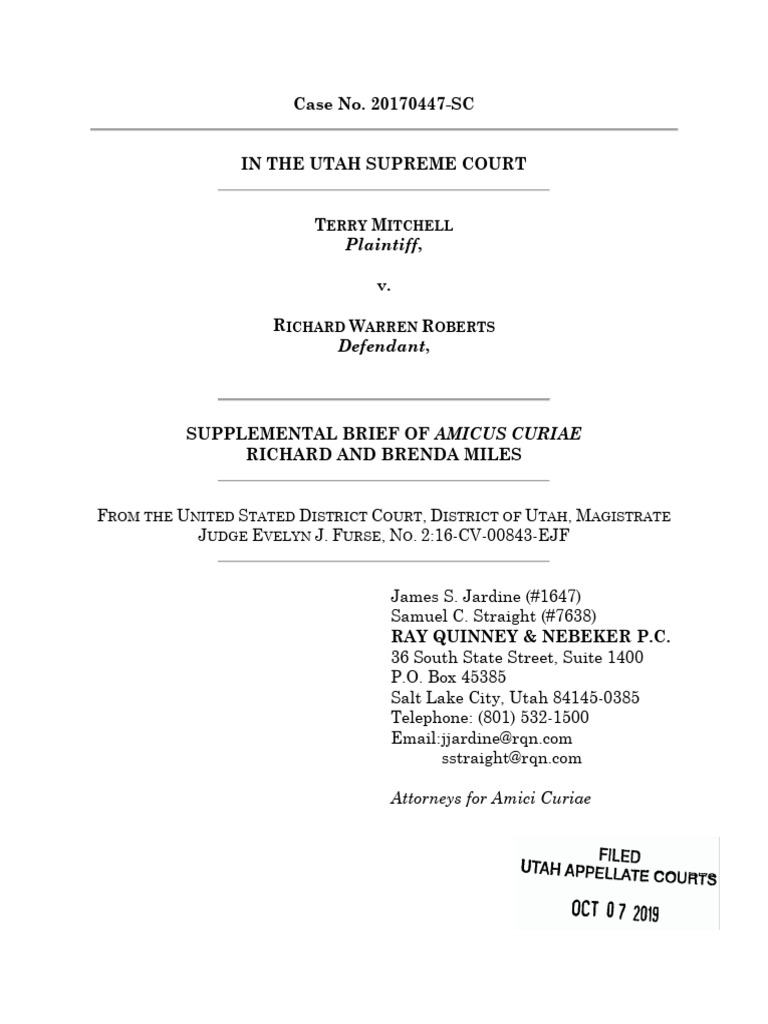 Brenda and Richard Miles Supp. Amicus Curiae Brief | PDF | Due Process ...
