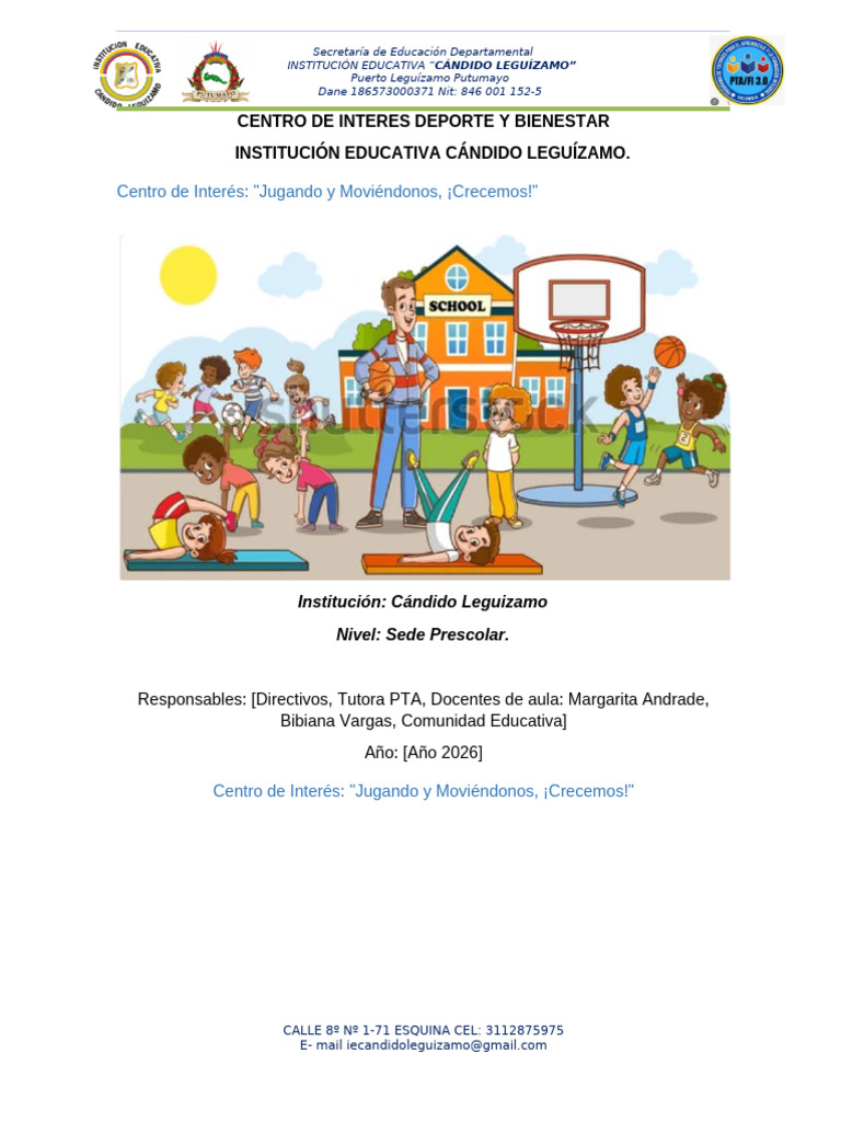 Deporte y Bienestar Centro de Interes | PDF | Aprendizaje | Enseñando