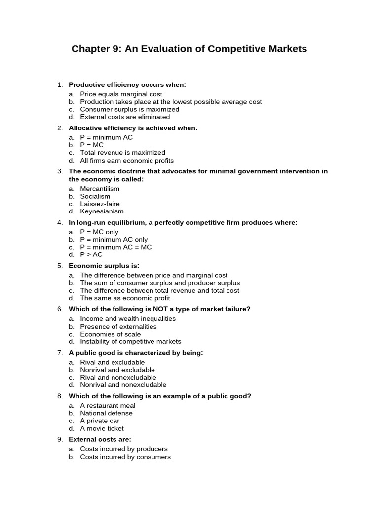 Chapter9_MCQ_Student | PDF | Externality | Emissions Trading