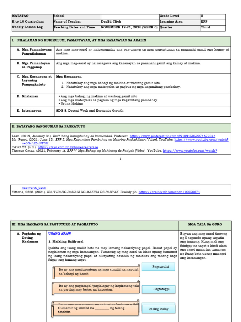 EPP 5 DLL_Q3_W3 | PDF
