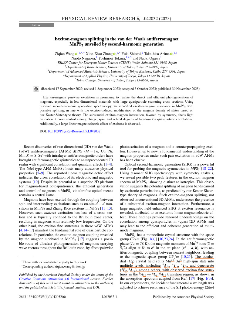 Exciton-magnon MnPS3 | PDF | Spectroscopy | Polarization (Waves)