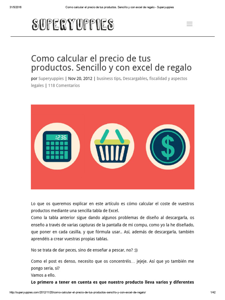Calcular Precio de Productos con Excel | PDF