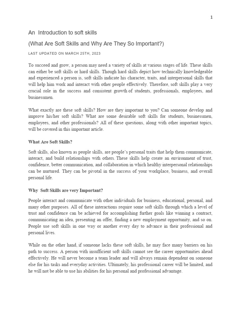 Soft Skills Notes | PDF | Skill | Leadership