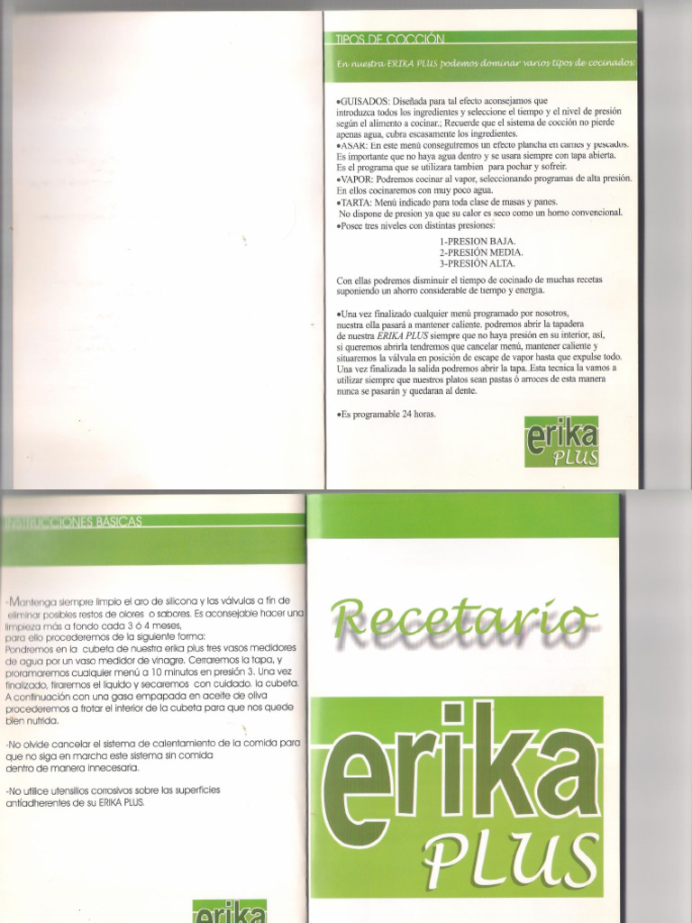 Recetas Erika plus - Olla express Erica Plus | PDF