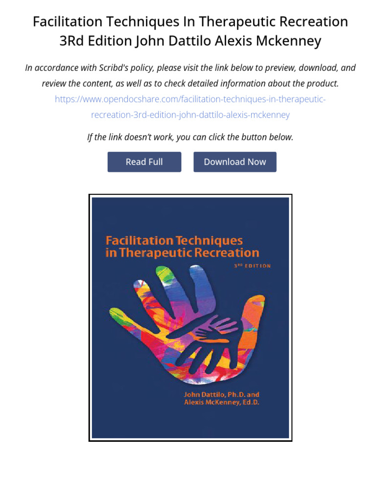 Facilitation Techniques in Therapeutic Recreation 3rd Edition John ...