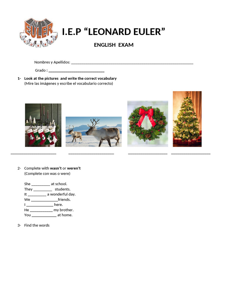 English Exam Primary | PDF