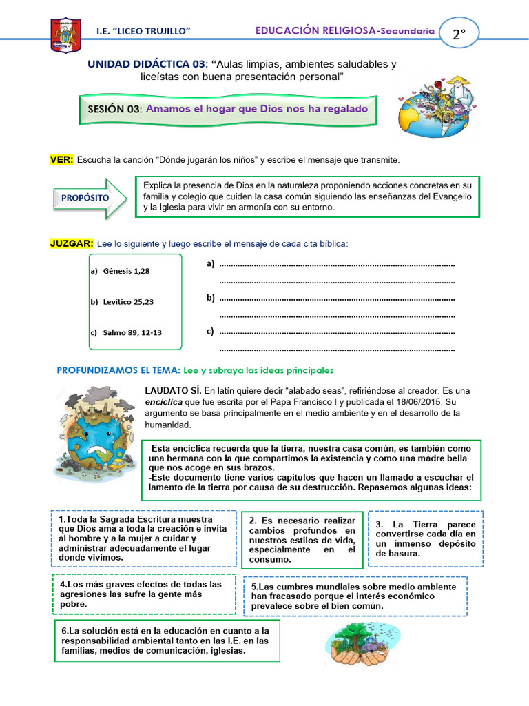 2do Mat u3 s3 Amamos La Creacion de Dios | PDF