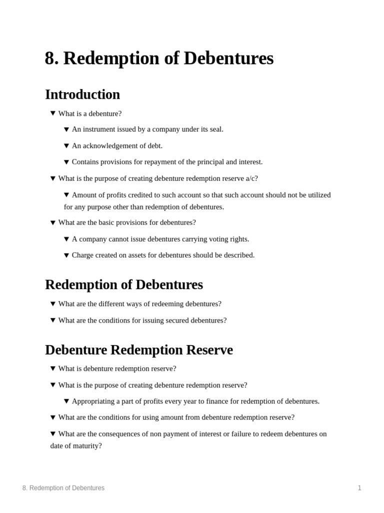 Debenture Redemption Process Explained | PDF | Interest | Debenture