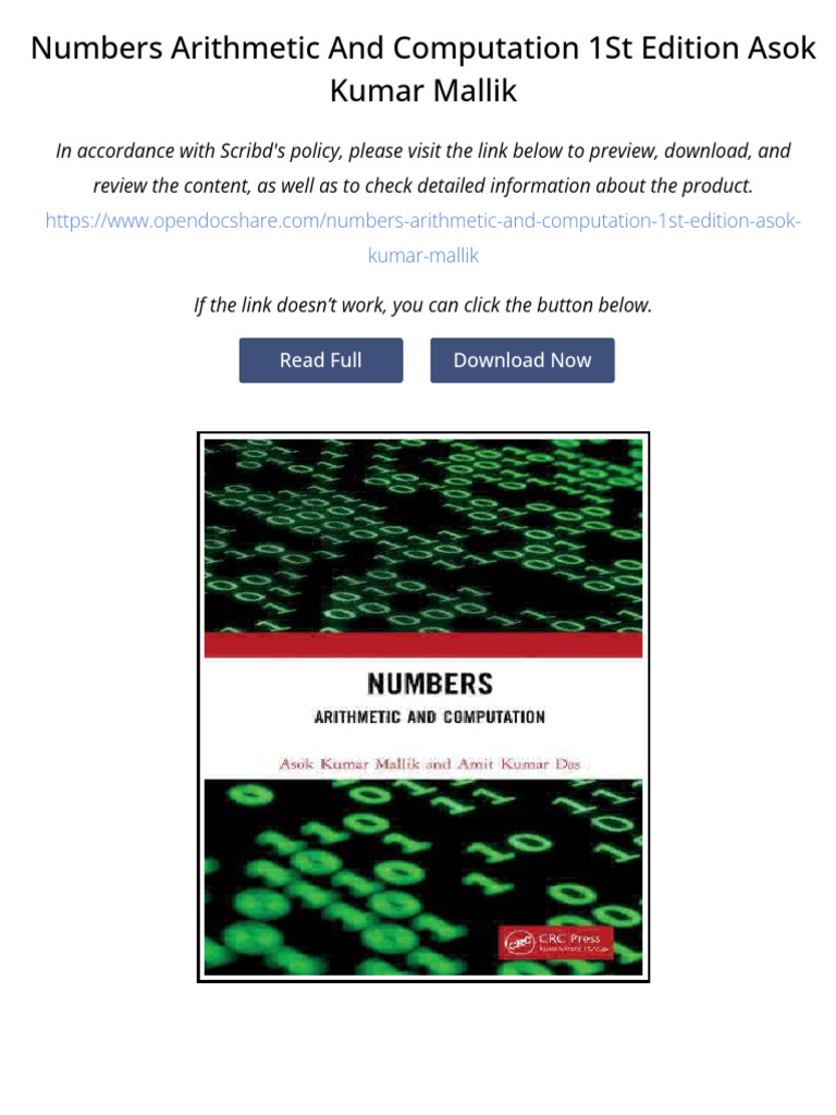 Numbers Arithmetic and Computation 1st Edition Asok Kumar Mallik | PDF | Numbers | Mathematics