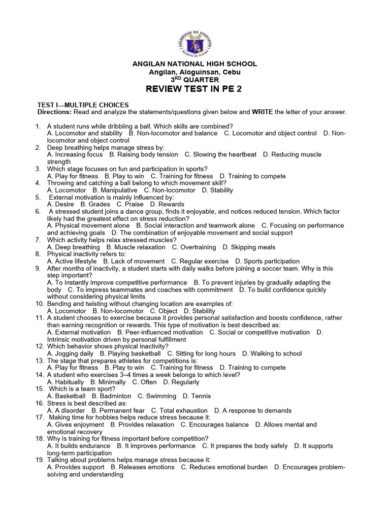 3rd Quarter Assessment-pe 11 | PDF