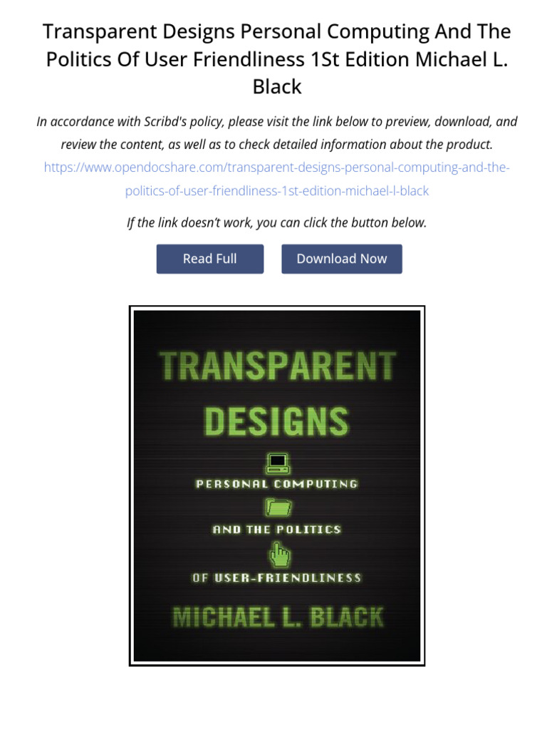 Transparent Designs Personal Computing And The Politics Of User ...