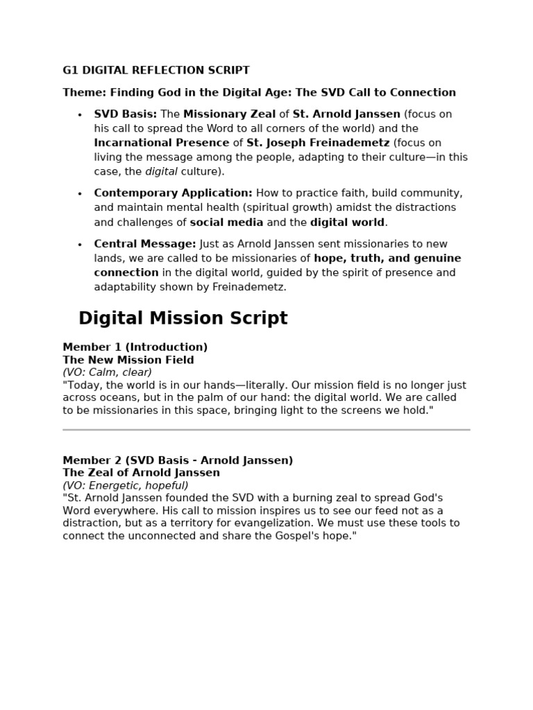 g1 Digital Reflection Script | PDF | Prayer | Spirituality
