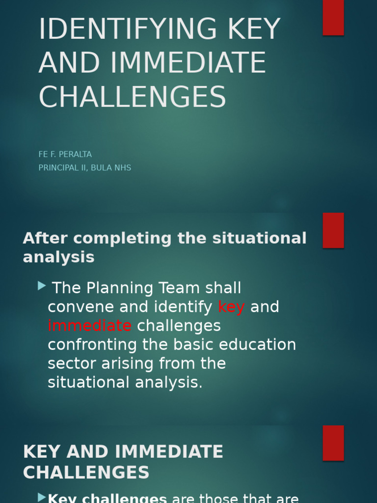 Key and Immediate Challenges in Education | PDF