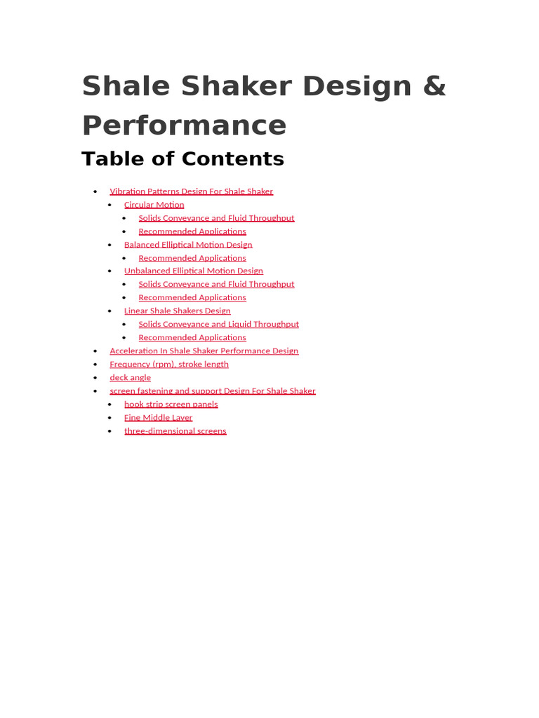 Shale Shaker Design and Performance Guide | PDF | Ellipse | Acceleration