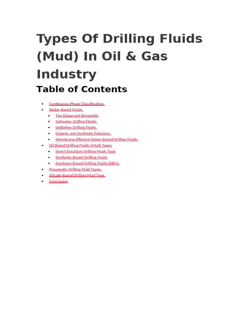 Types of Drilling Fluids in Oil & Gas | PDF | Oil Well | Porosity