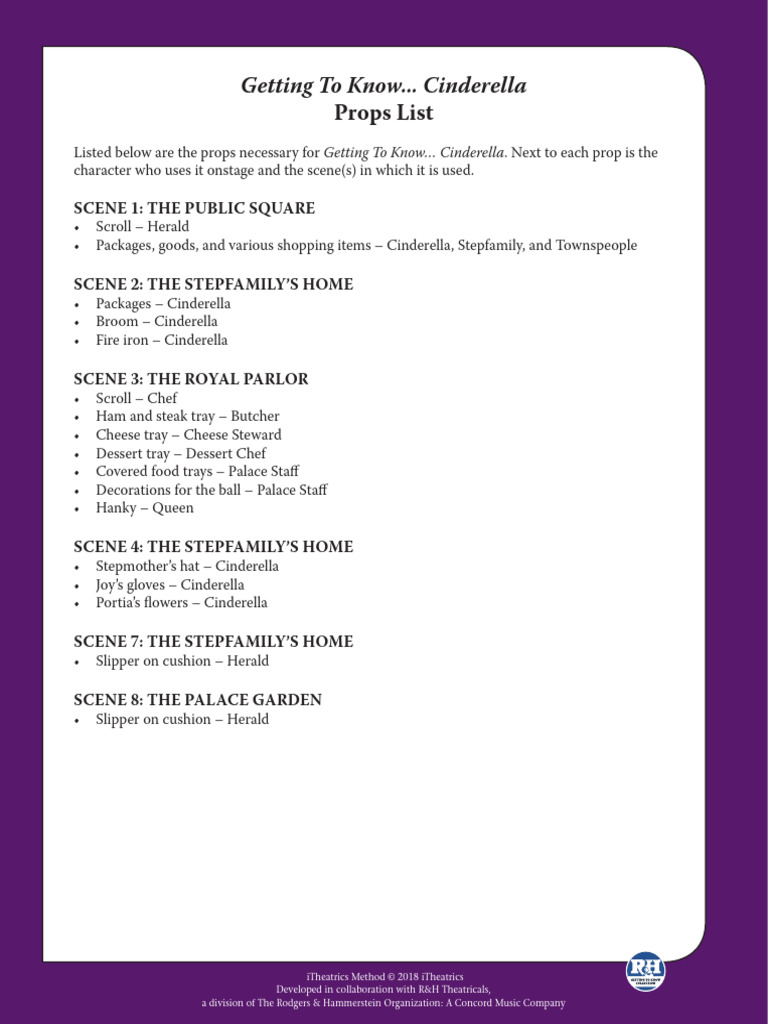 Cinderella Props List for Performance | PDF
