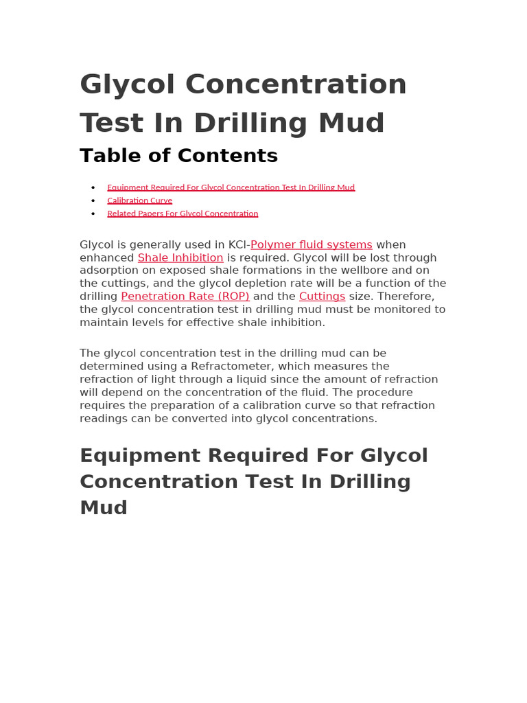 20.Glycol Concentration Test In Drilling Mud | PDF | Applied And ...