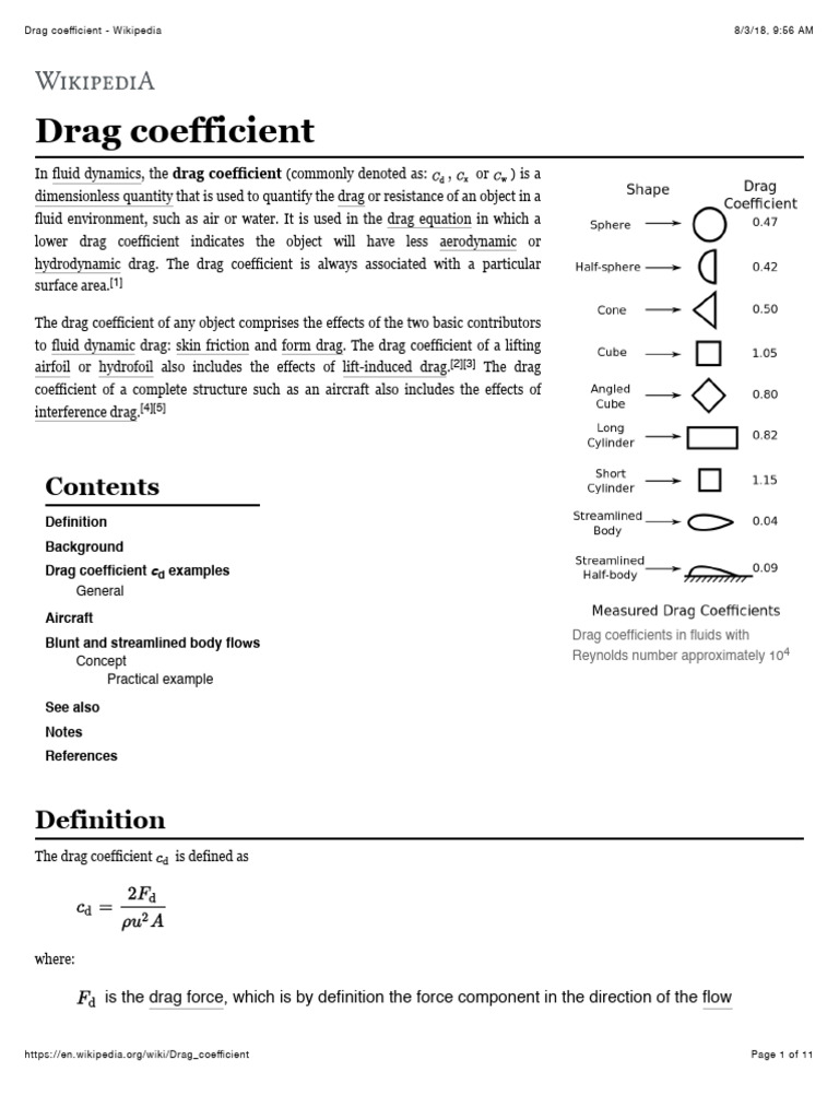 Understanding Drag Coefficient in Fluids | PDF | Reynolds Number | Drag ...