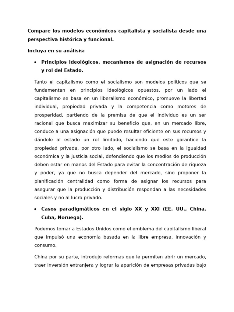 Modelo Capitalista y Socialista | PDF