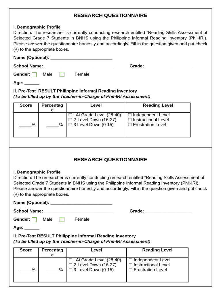 Research Instrument | PDF