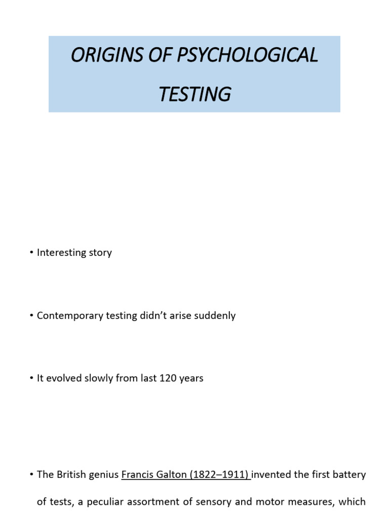 2. UNIT 1 Psychological Tests HIstory | PDF | Psychology | Francis Galton