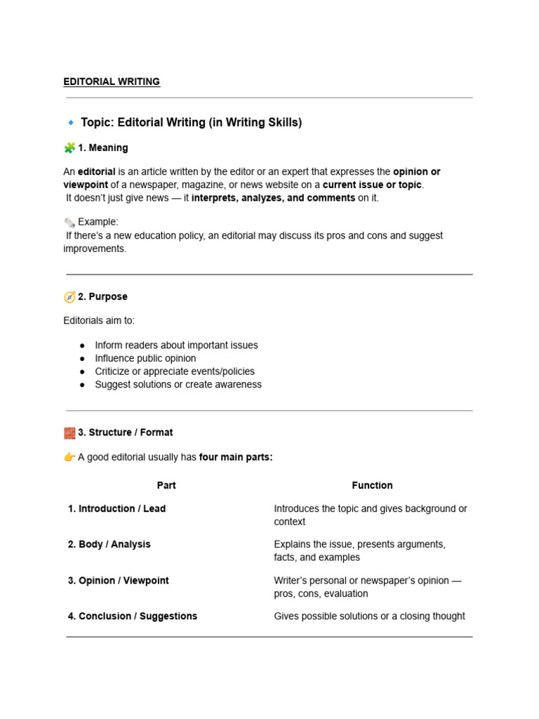 Editorial Writing | PDF | Newspapers | Human Communication