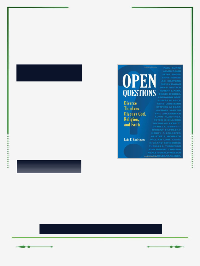 Open Questions Diverse Thinkers Discuss God Religion and Faith 1st ...