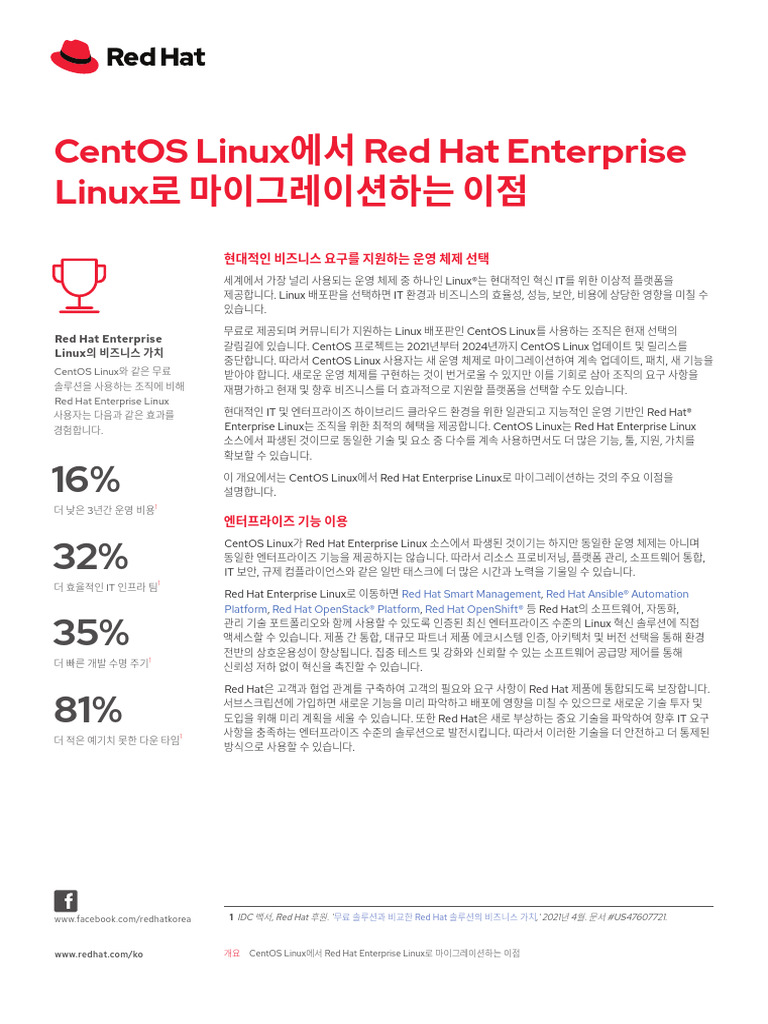 Li Migrate From Centos Linux to Rhel Overview f30493 202110 a4 Ko | PDF