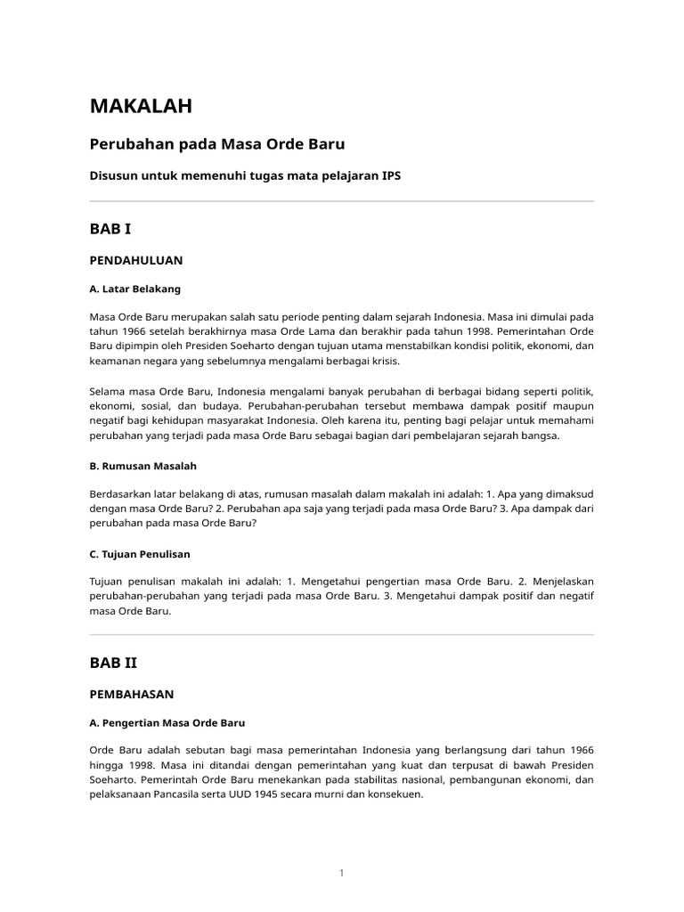 Perubahan dan Dampak Orde Baru Indonesia | PDF