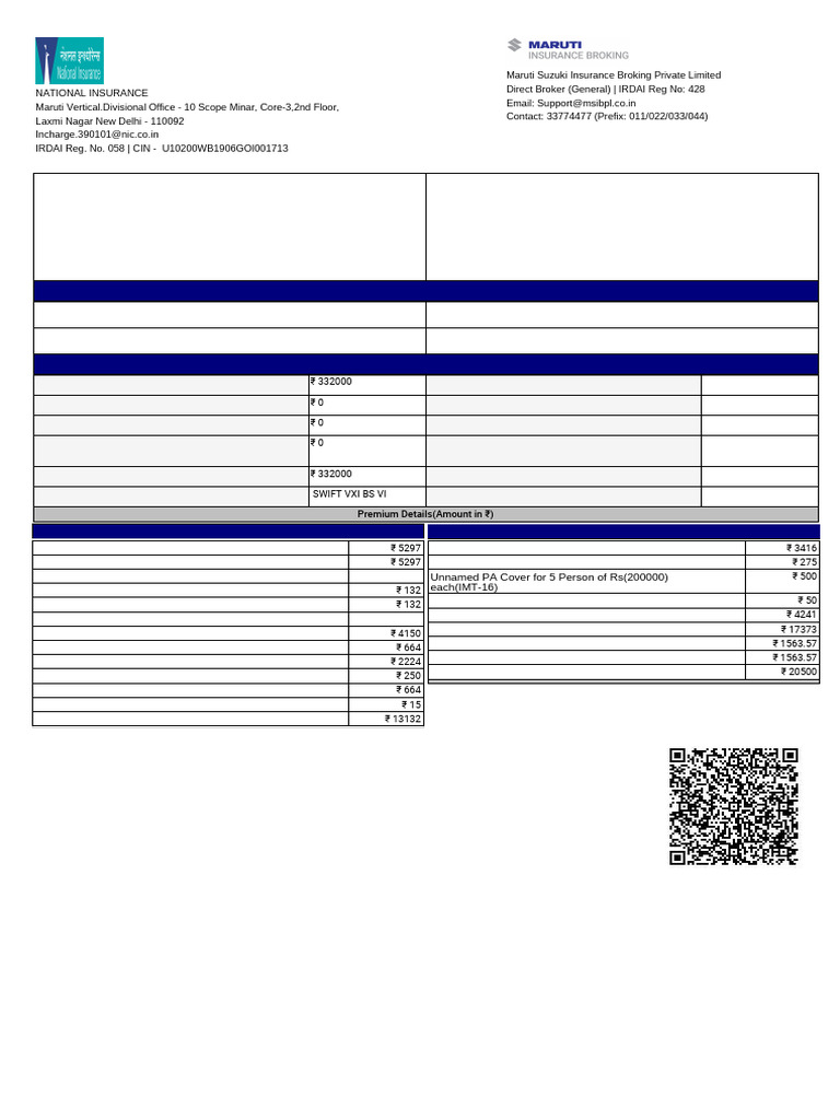 Maruti Suzuki Insurance Quotation Details | PDF | Insurance | Financial ...