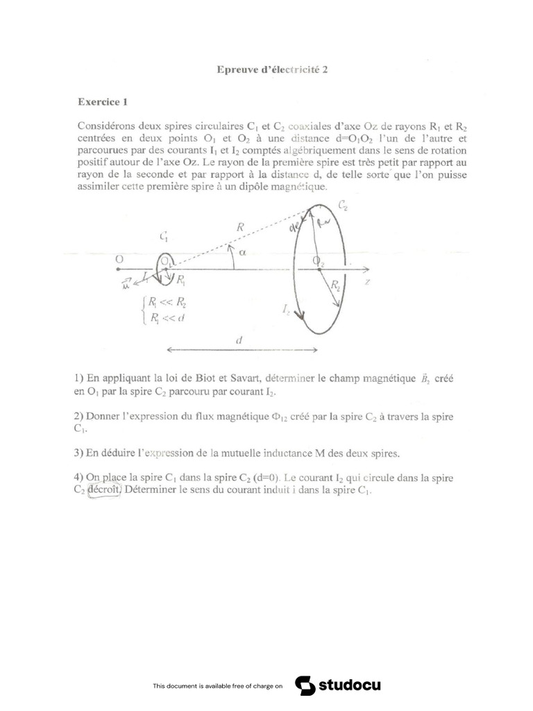 Examen 1 Corrige de Lelectromagnetisme | PDF