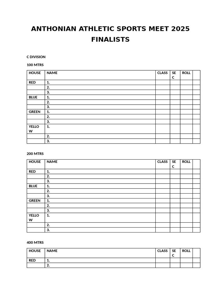 Anthonian Athletic Sports Meet 2025 c | PDF