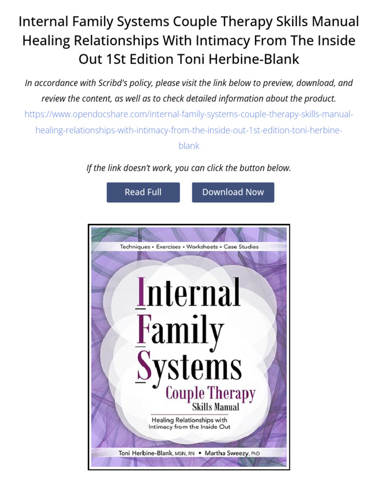Internal Family Systems Couple Therapy Skills Manual Healing ...