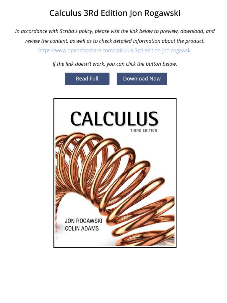 Calculus 3rd Edition Jon Rogawski | PDF | Integral | Derivative