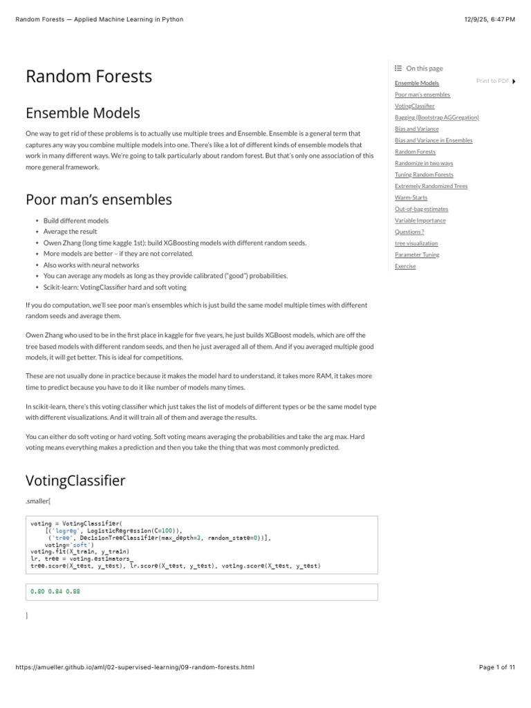 Random Forests - Applied Machine Learning in Python | PDF | Variance | Statistical Theory