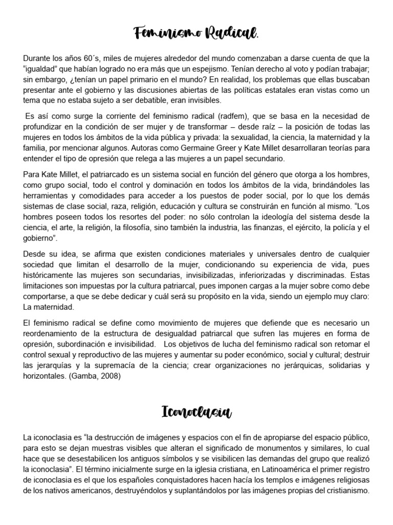 Feminismo Radical e Iconoclasia | PDF | Mujer | Feminismo
