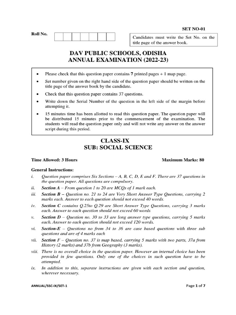 Assignment_16b2996a 696e 446e 9635 29886c08a988ix Social Science Annual Set 1 | PDF