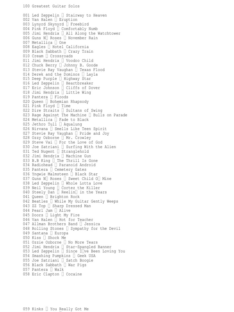 100 Greatest Guitar Solos | PDF