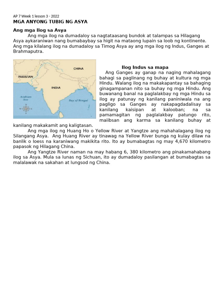 AP 7 - Week 1 Q1Lesson 3 | PDF