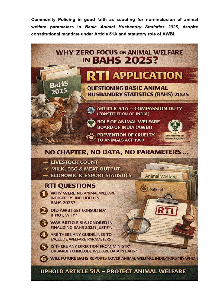 Basic Animal Husbandry Statistics 2025: RTI on animal welfare | PDF ...